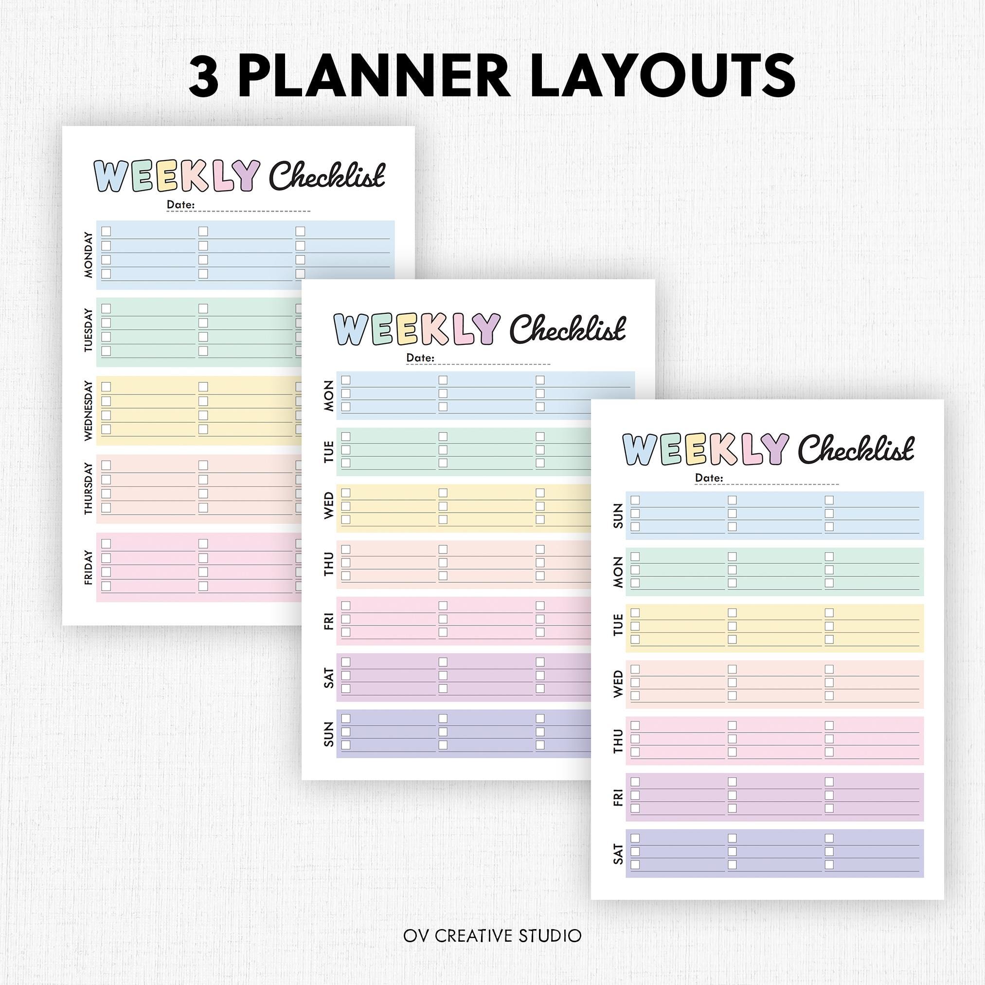Editable Weekly Checklist | Printable, Digital | Weekly Planner PDF ...