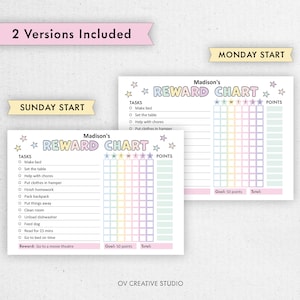 Reward Chart for Kids | Printable, Editable, Digital PDF | Weekly Chore ...