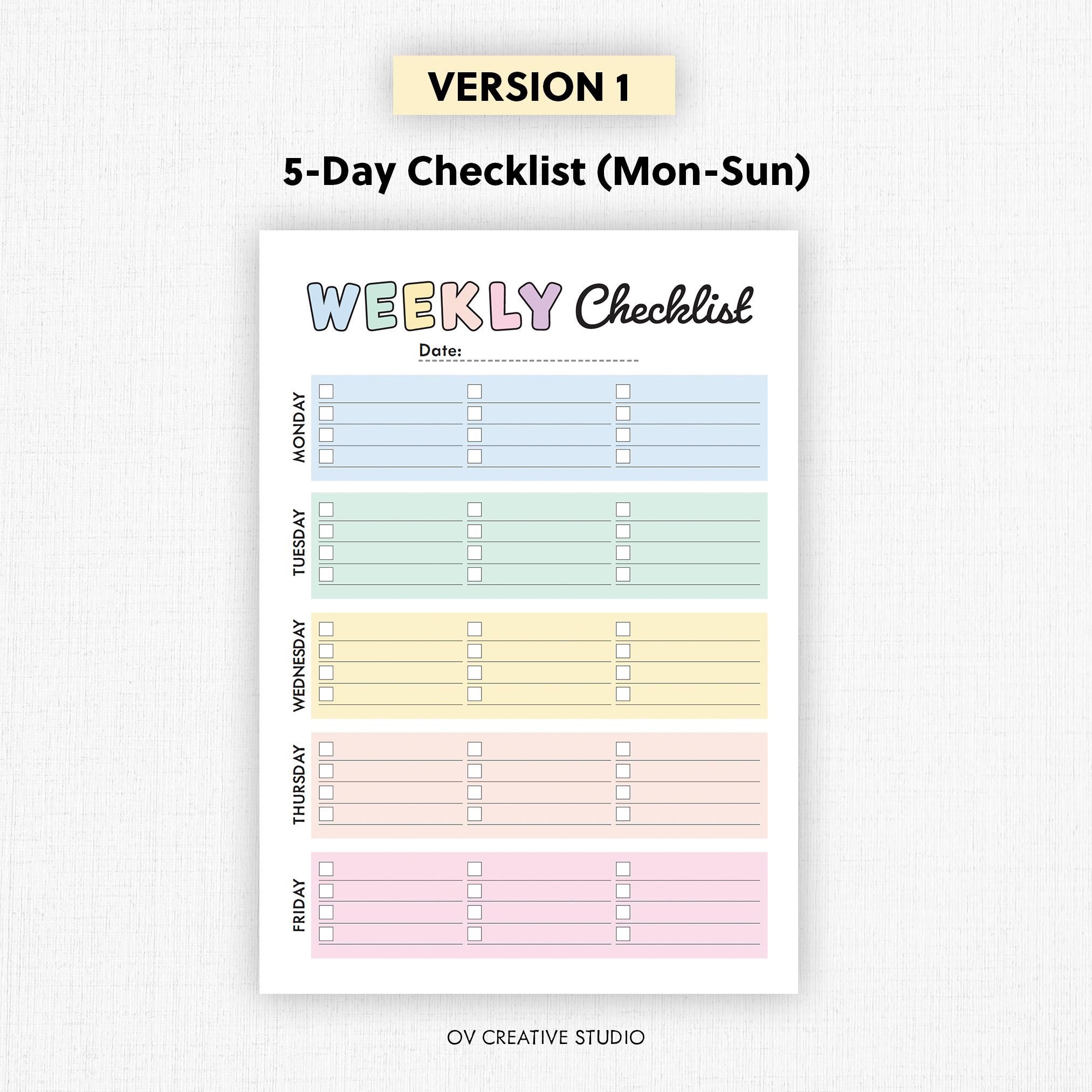 Editable Weekly Checklist | Printable, Digital | Weekly Planner PDF ...