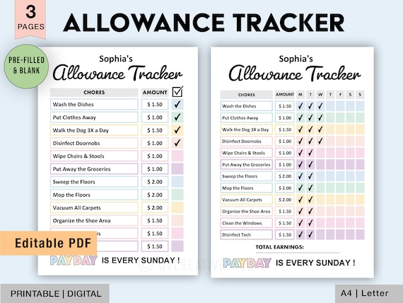 Allowance Chore Chart Template