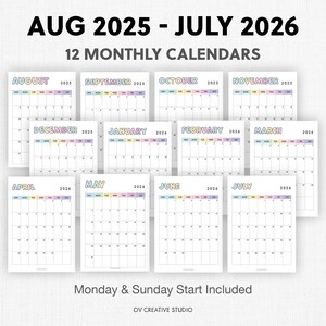 School Calendar Bundle 2025 - 2026 | Printable, Digital | Monthly ...