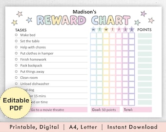 Editable Responsibility Chore Chart for Kids Printable - Etsy