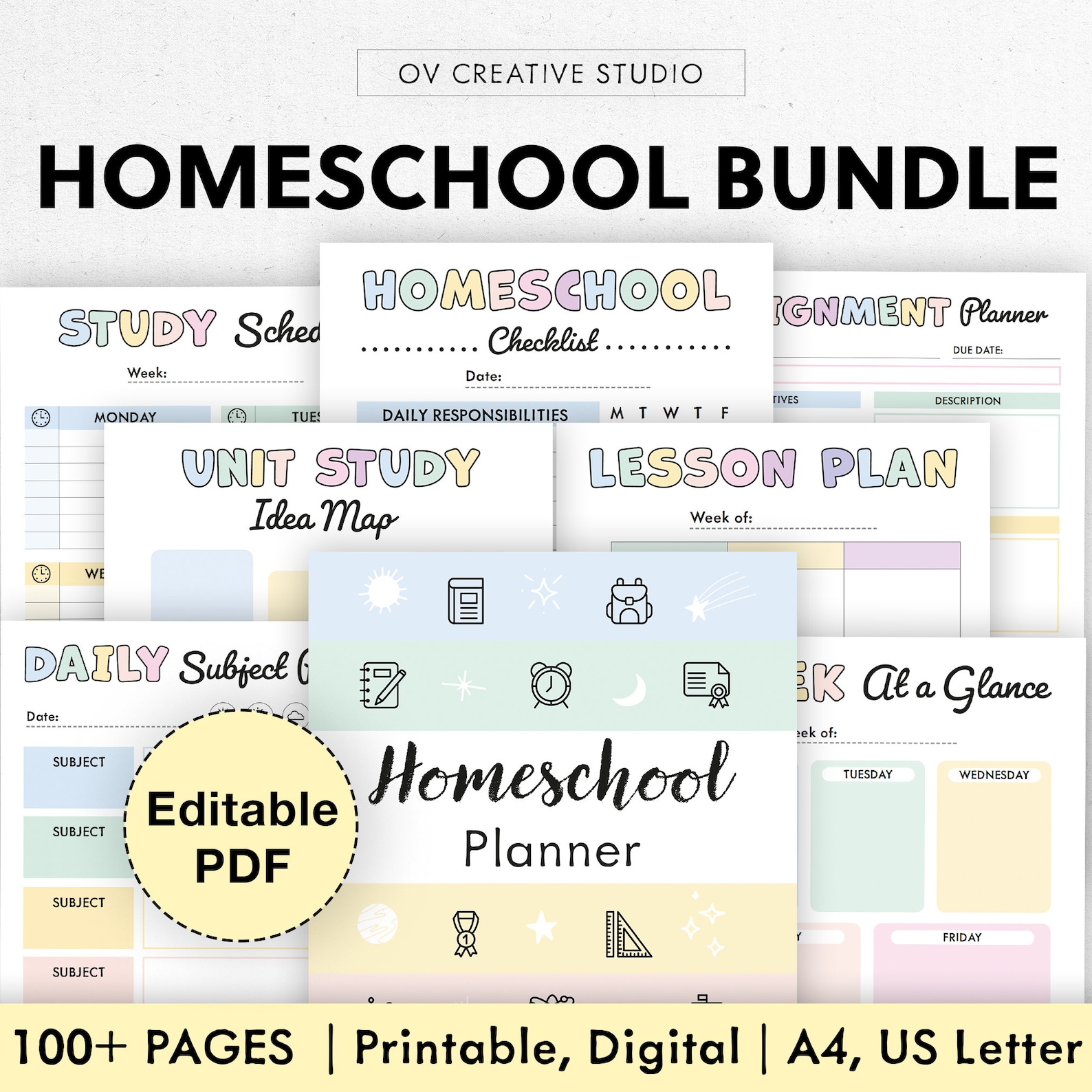 Editable Homeschool Planner Bundle 2025-2026 | Printable | Academic ...