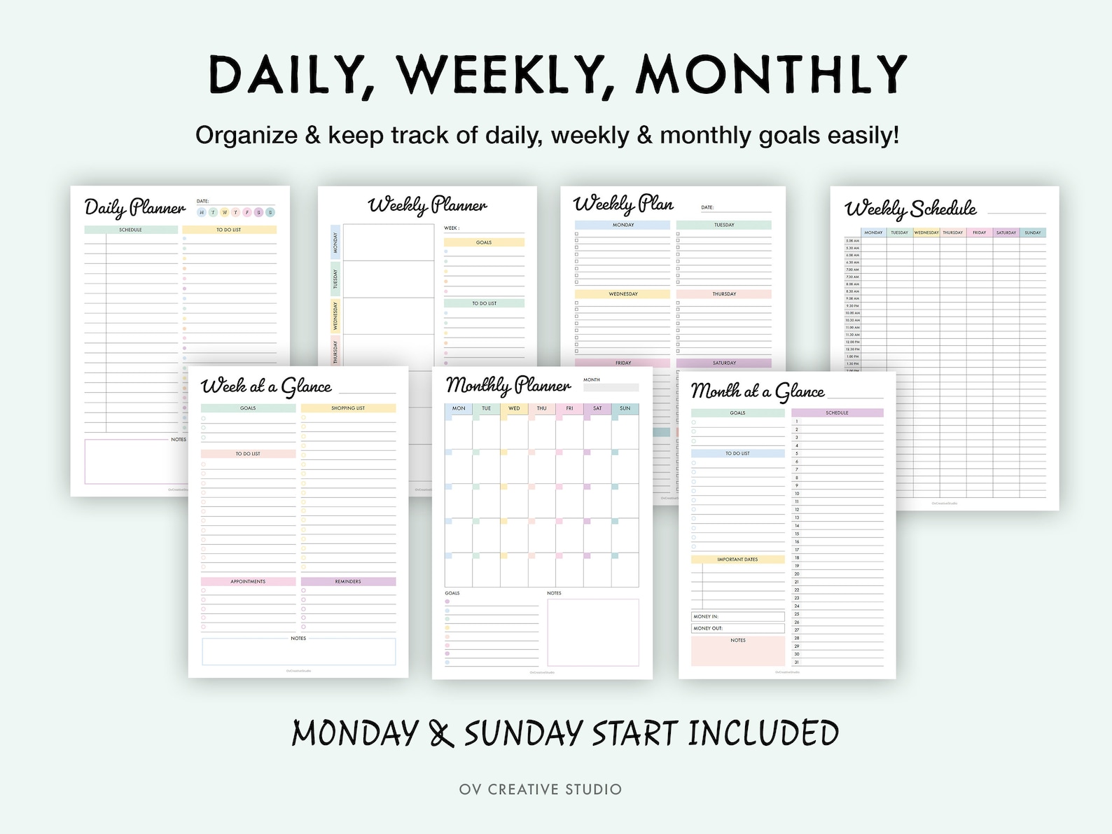 Editable Productivity Planner Bundle | Daily, Weekly, Monthly to Do ...