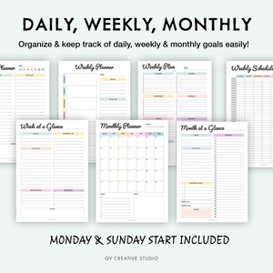 Editable Productivity Planner Bundle | Daily, Weekly, Monthly to Do ...