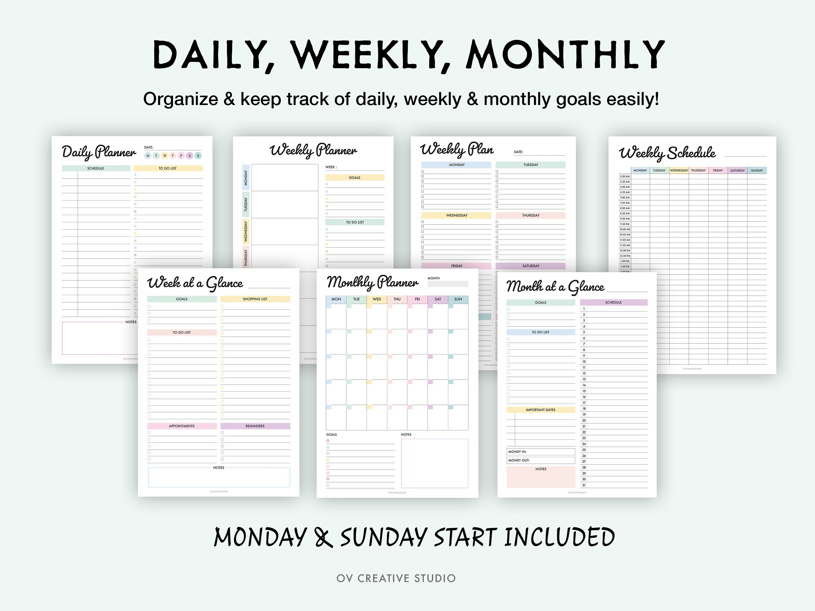 Editable Productivity Planner Bundle | Daily, Weekly, Monthly to Do ...