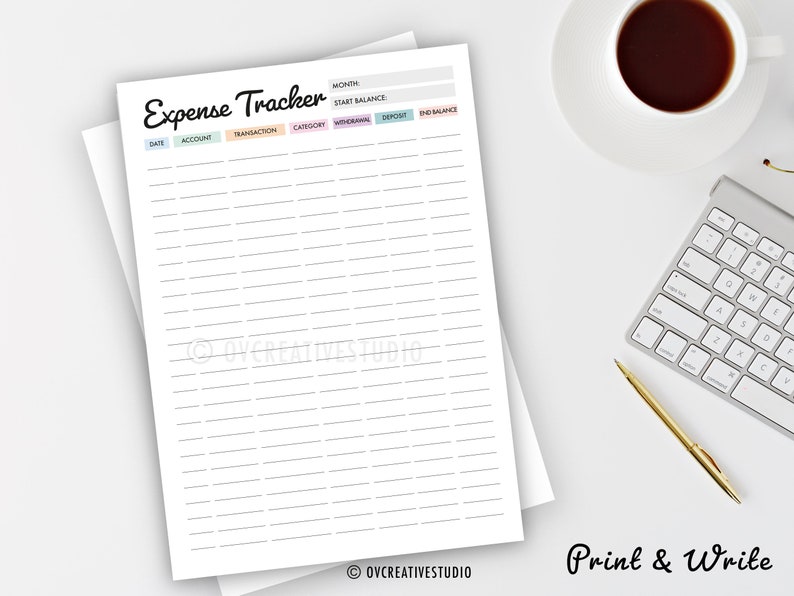 Editable Expense Tracker Printable Expense Log Digital - Etsy