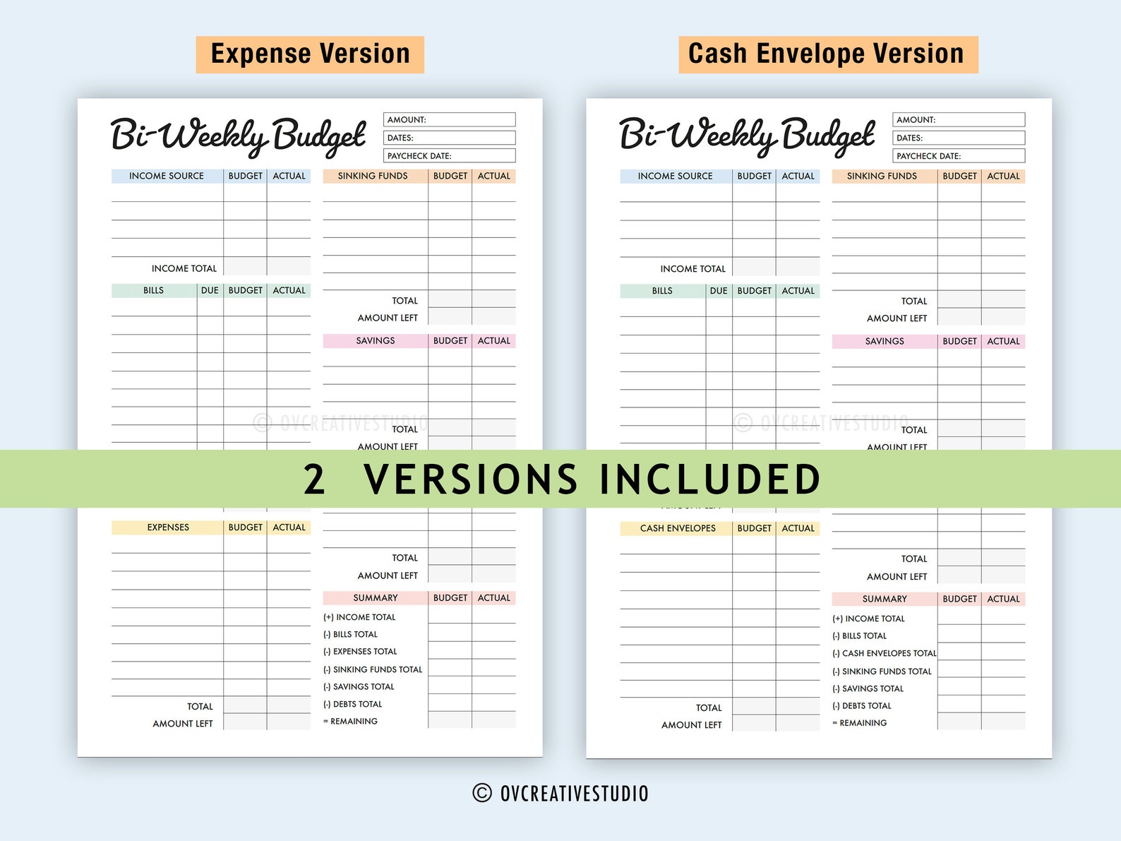 Editable Bi-weekly Budget Planner | Printable, Digital | Personal ...