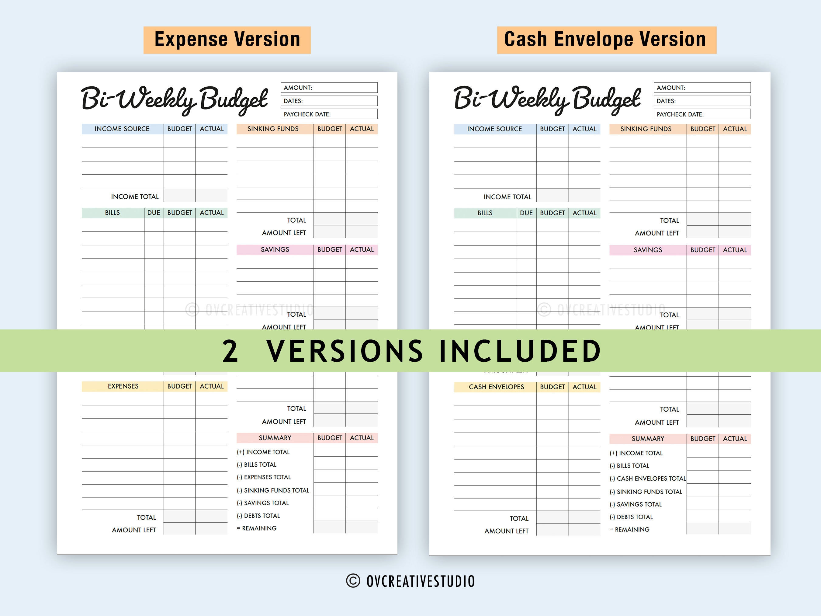 Editable Bi-weekly Budget Planner | Printable, Digital | Personal ...