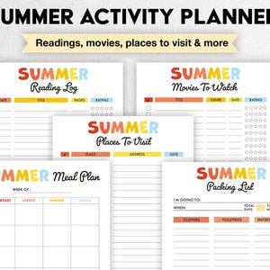Editable Printable Summer Planner for Kids 2023 Summer - Etsy