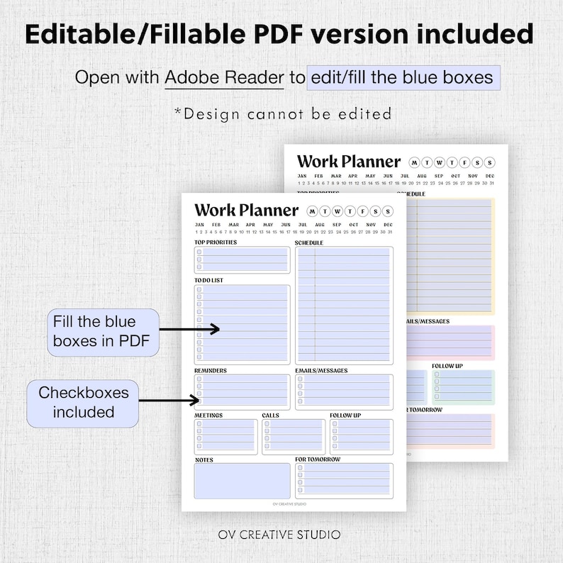 Editable Work Day Planner | Printable Work Day Organizer | Office Task ...