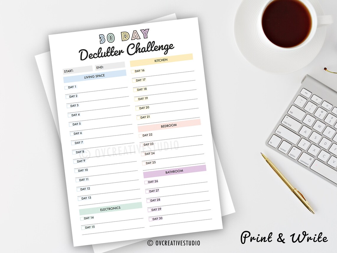 Editable Declutter Challenge Planner Printable Digital 30 - Etsy