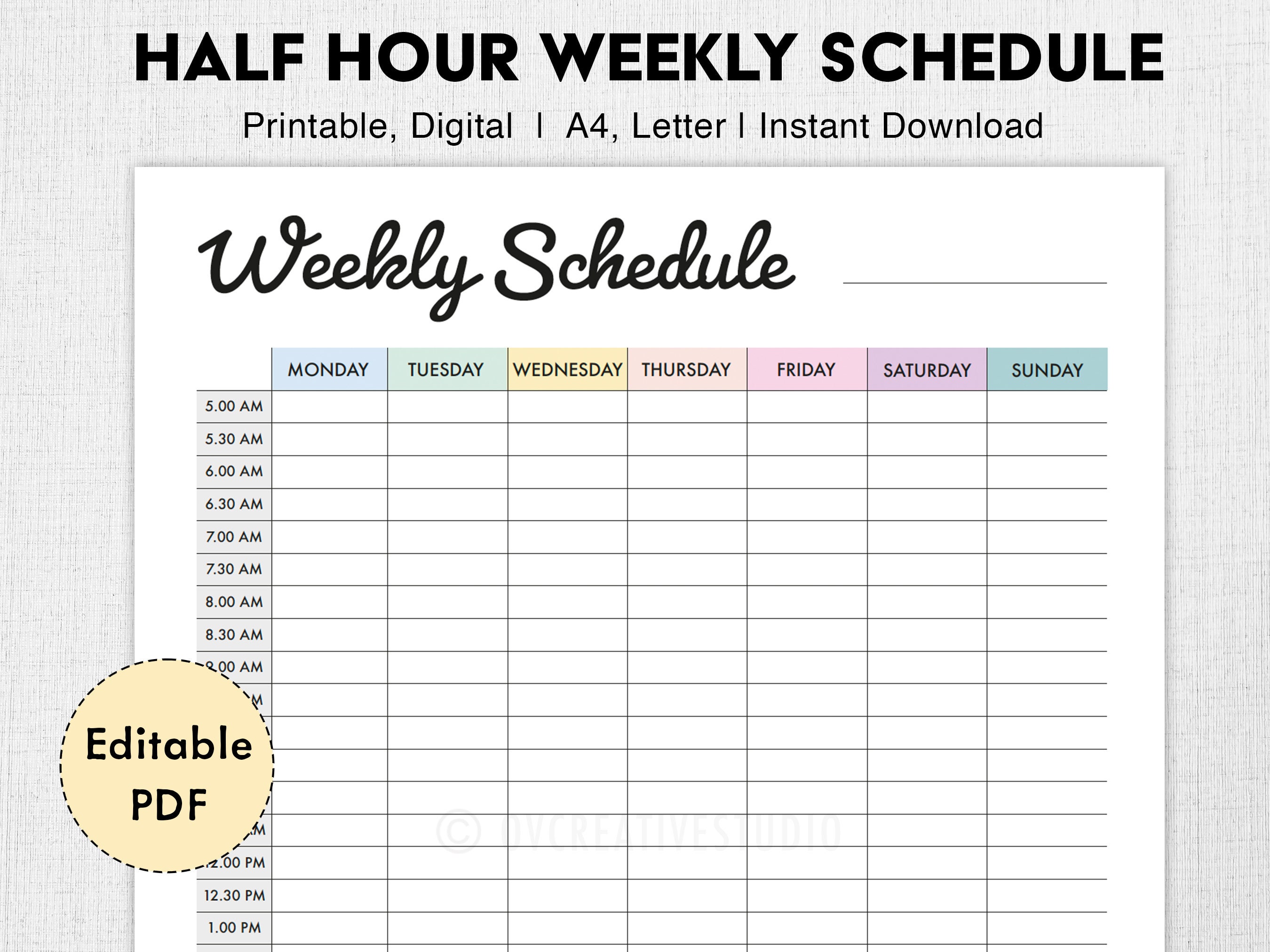 Blank Week Calendar With Times