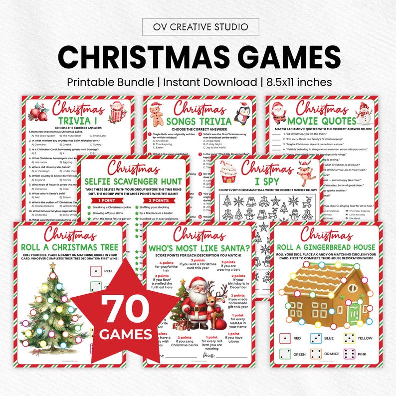 Christmas Games Bundle Printable | Holiday Games, Family Game Night ...