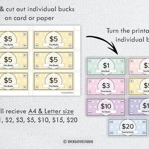 Editable Kids Reward Bucks | Printable | Mom Bucks, PDF Reward System ...