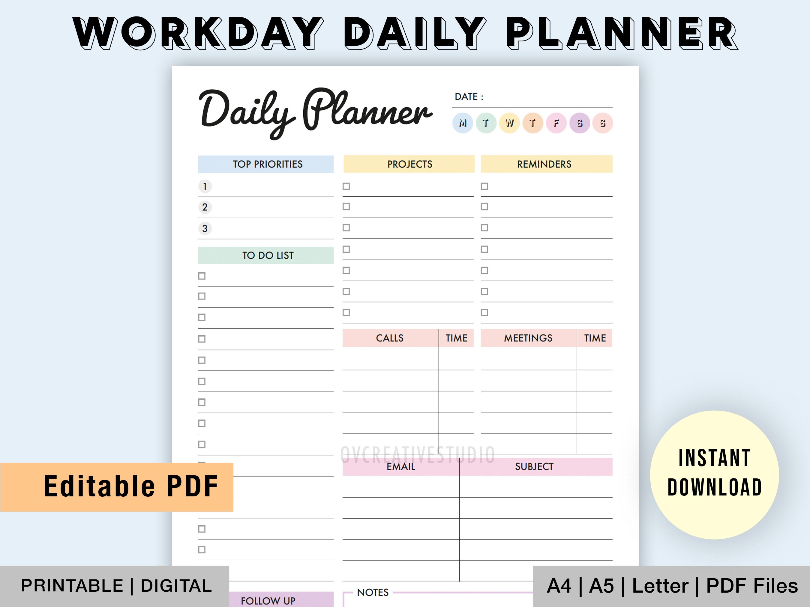 Editable Daily Planner Printable Digital Daily Routine - Etsy Australia