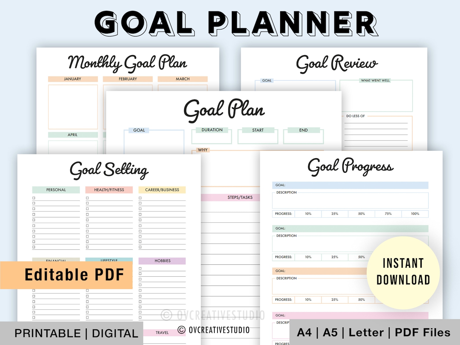 Editable Goal Planner Printable 2023 Goal Planner 2023 - Etsy