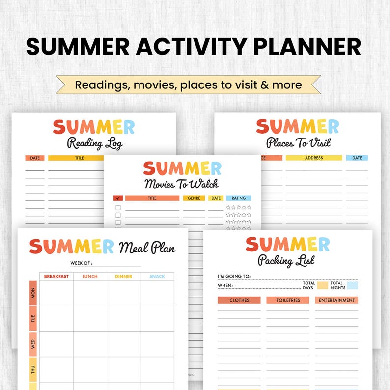 Editable Printable Summer Planner for Kids 2025 | Summer Schedule ...