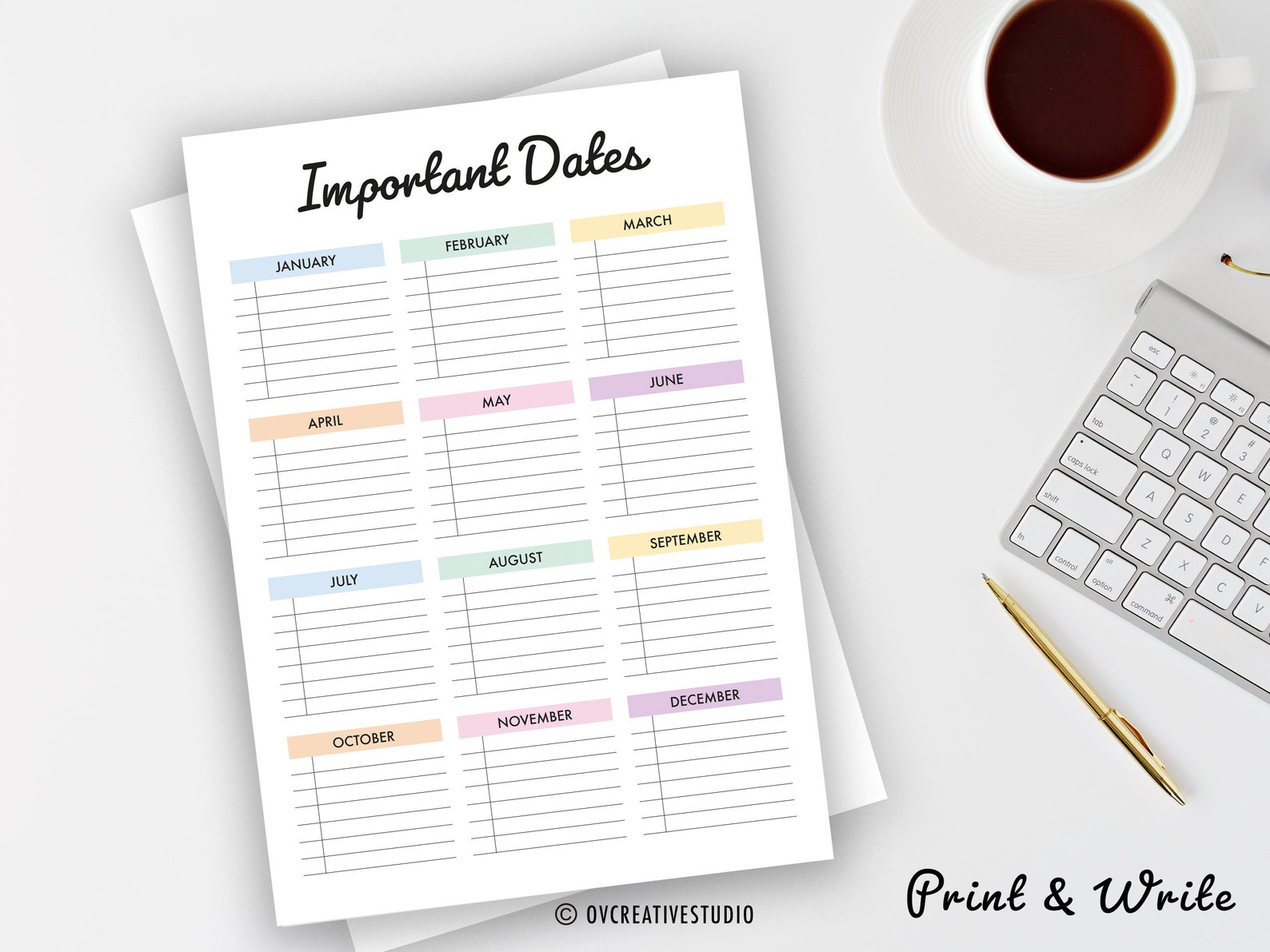 Editable Important Dates Printable | Birthdays, Anniversaries, Holidays ...