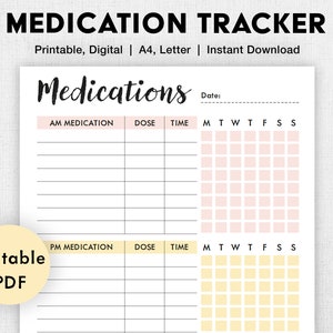 Editable Medication Schedule Printable Easy Medicine Chart - Etsy