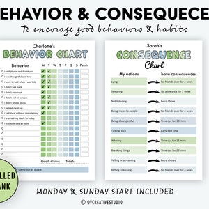 Editable Kids Chore Charts, Reward, Allowance, Screen Time, School ...
