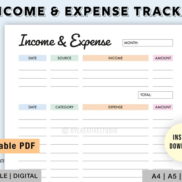 Income and Expense Tracker - Etsy
