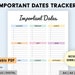 Editable Important Dates Printable | Birthdays, Anniversaries, Holidays ...