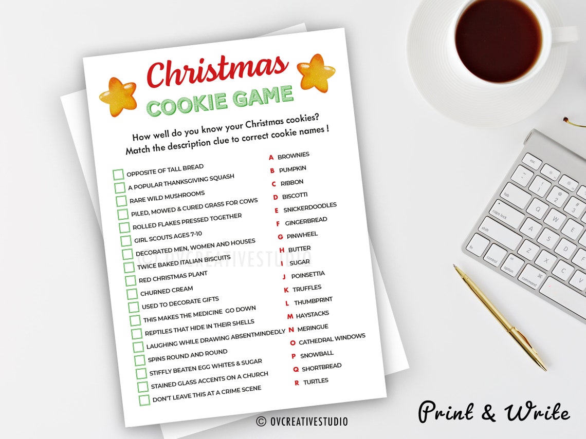 Christmas Cookie Quiz Game Printable | Christmas Party Game| Christmas ...