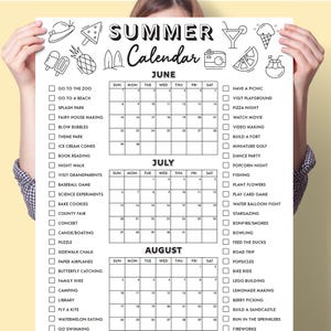 Summer Planner 2025 Kids Calendar Printable, Summer Bucket List, Summer ...