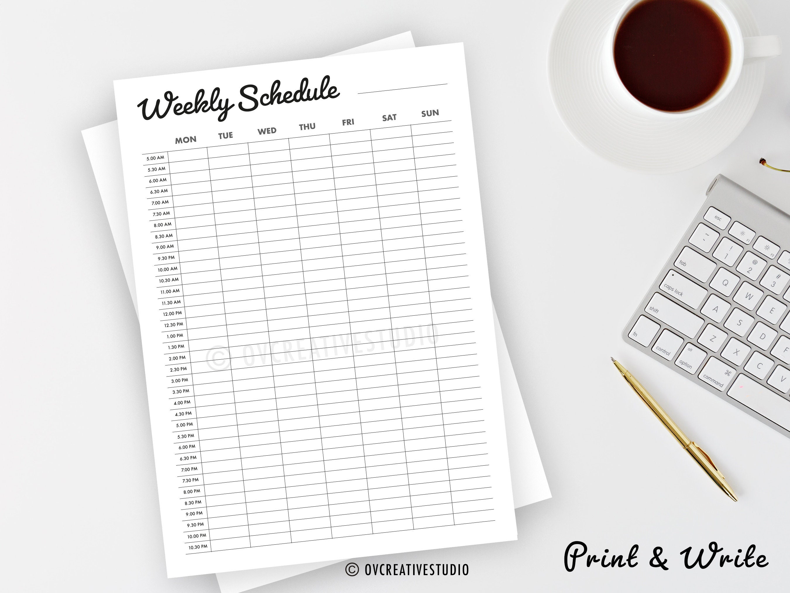 Editable Weekly Schedule Printable | Half Hour Weekly Schedule | Weekly ...