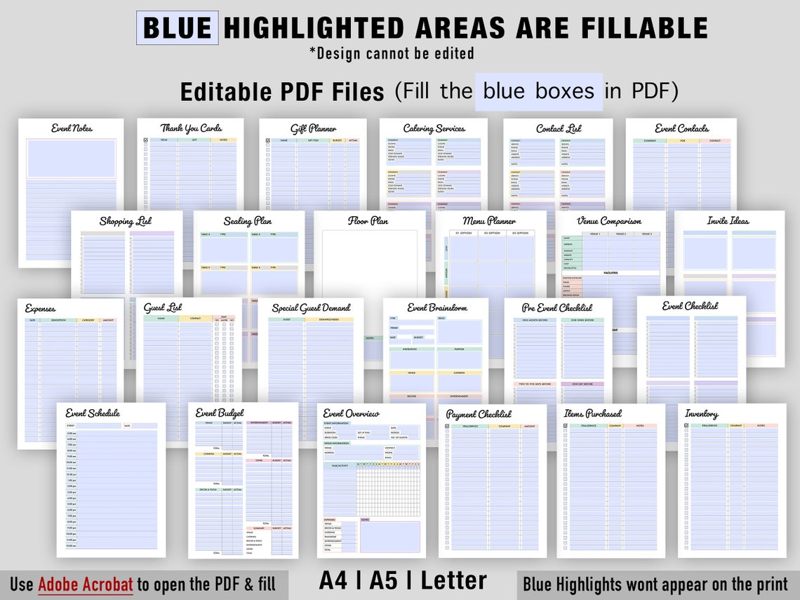 Editable Event Planner Bundle Printable Digital Party - Etsy