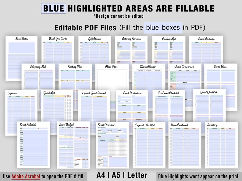 Editable Event Planner Bundle Printable Digital Party - Etsy