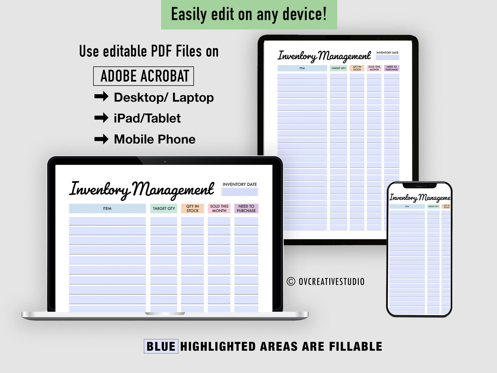 Editable Inventory Management Printable Inventory Tracker, Inventory ...