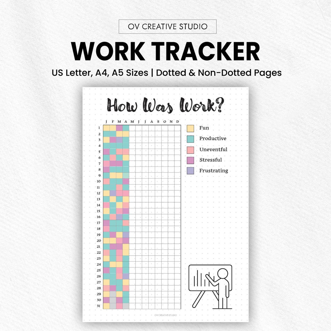 How Was Work Pixel Tracker | Printable Bullet Journal Page | A4, A5 ...