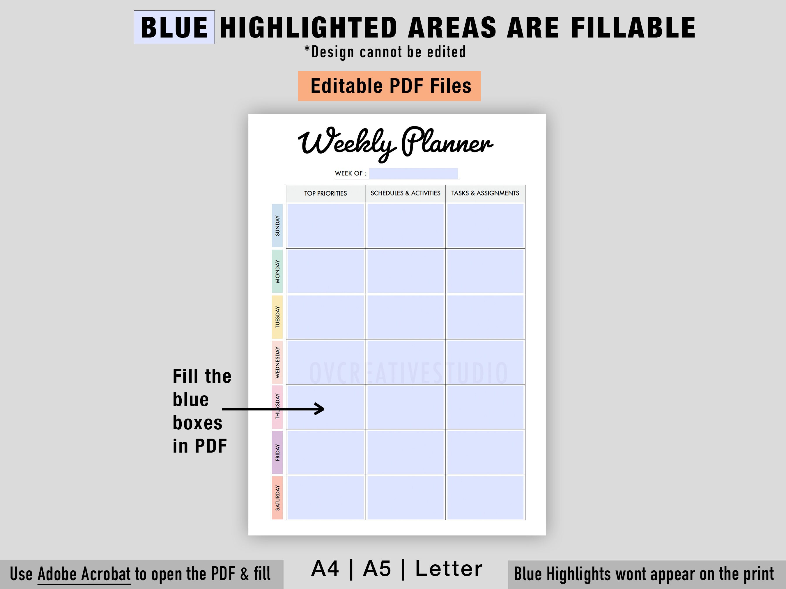 Editable Study Planner | Weekly Study Plan | Assignment Planner ...