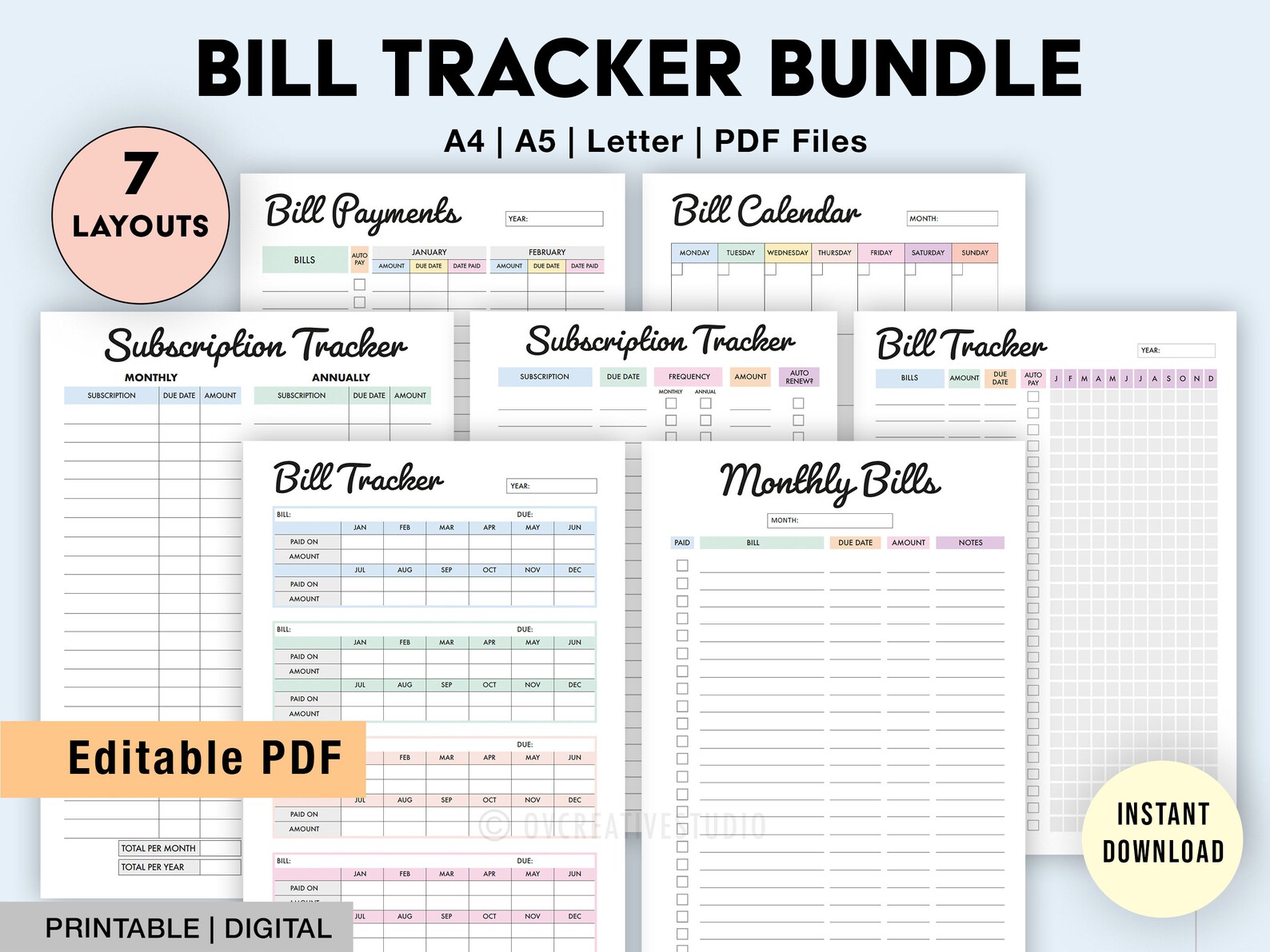 Editable Bill Payment Tracker Bundle Monthly Bill Tracker - Etsy