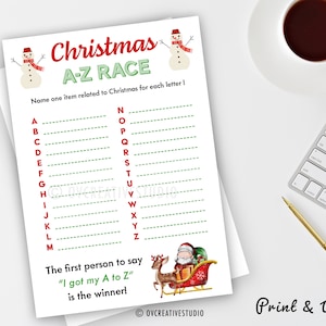 Christmas A - Z Race Game Printable | ABC Christmas Party Game ...