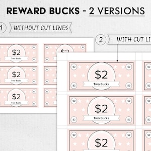Editable Kids Reward Bucks | Printable | Mom Bucks, PDF Reward System ...