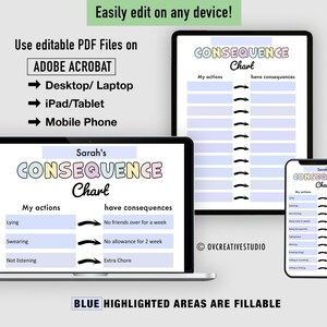 Editable Behavior Consequence Chart for Kids | Printable, Digital PDF ...