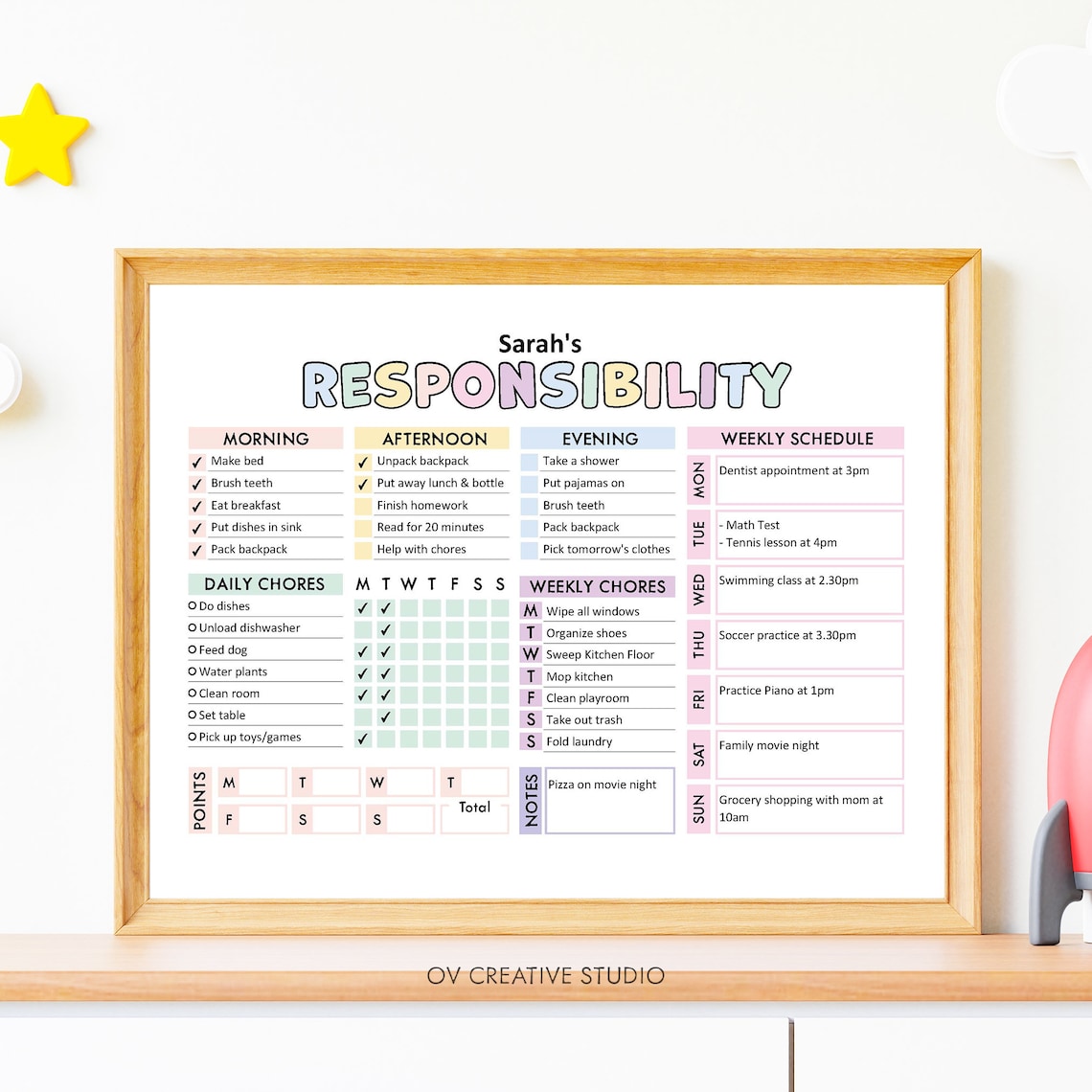 Editable Responsibility Chore Chart for Kids | Printable | Kids Daily ...