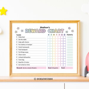 Reward Chart for Kids Printable, Editable, Digital PDF Weekly Chore ...