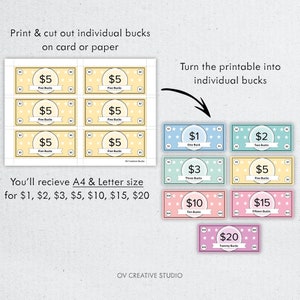 Editable Kids Reward Bucks | Printable | Mom Bucks, PDF Reward System ...