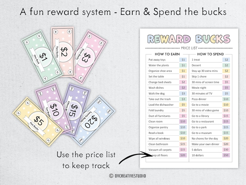 Editable Kids Reward Bucks Printable Mom Bucks PDF Reward - Etsy Canada