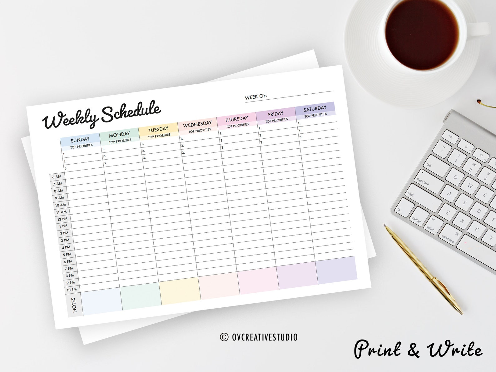 Editable Weekly Schedule Printable Weekly Planner PDF - Etsy