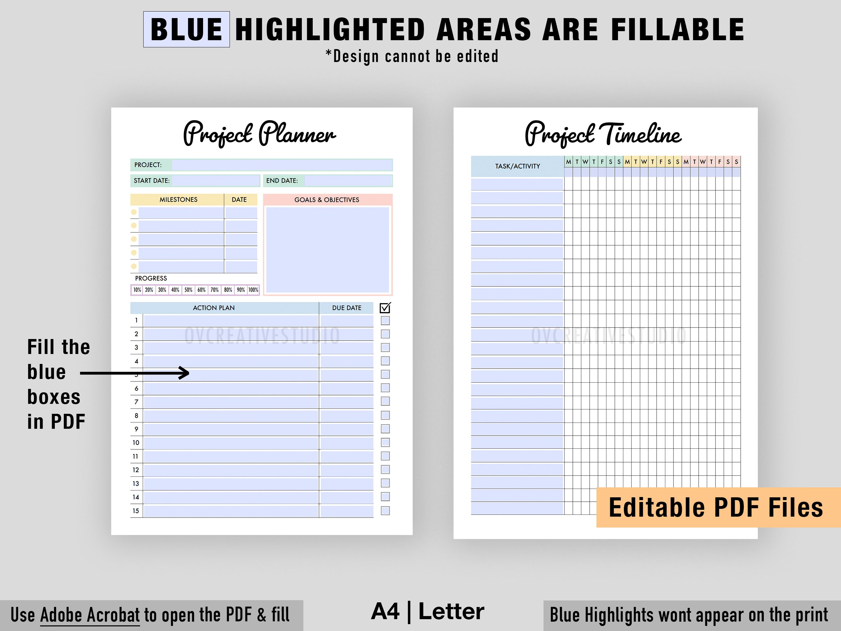 Editable Project Planner Project Planning Project Timeline - Etsy