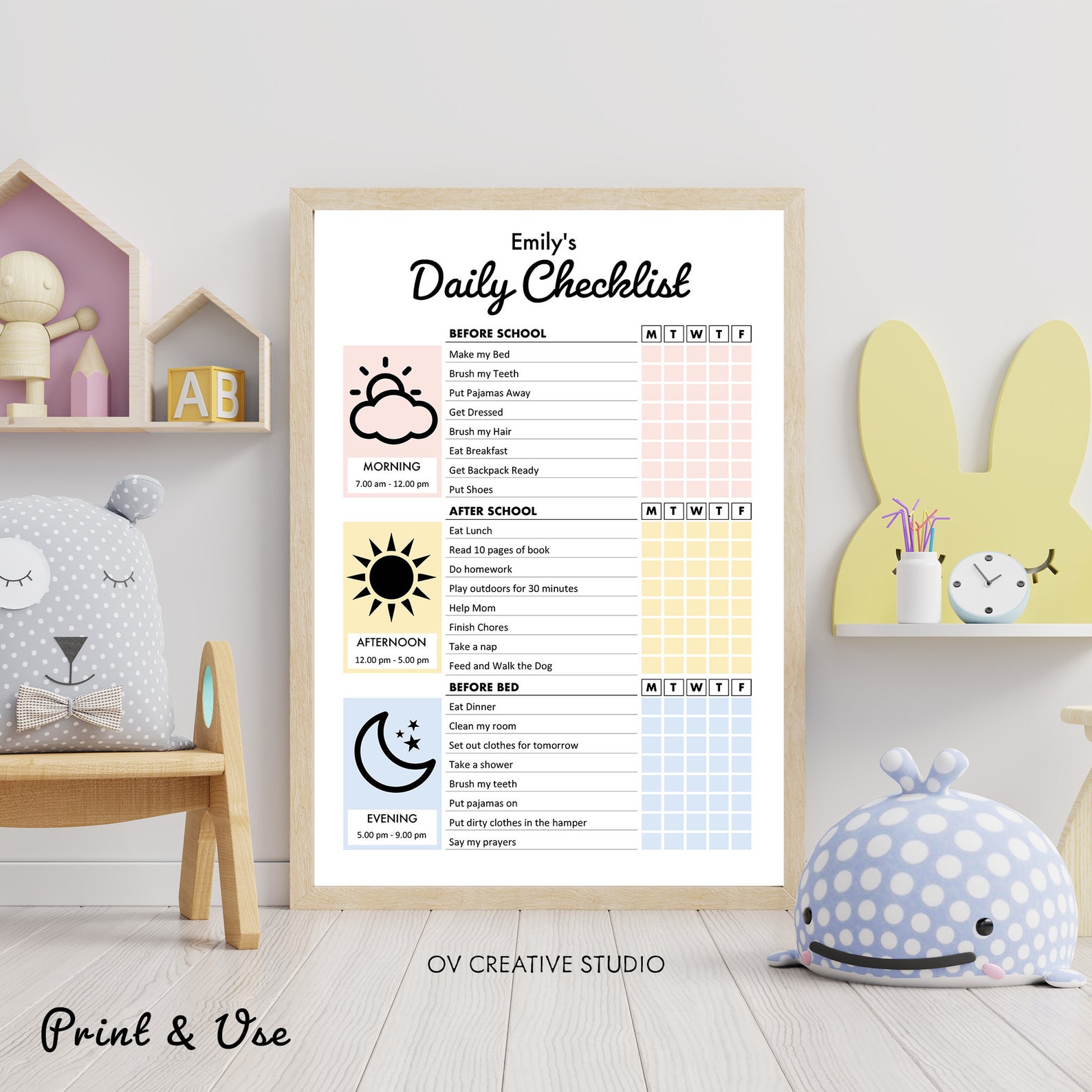 Editable Daily Checklist for Kids | Printable | Kids Responsibility ...