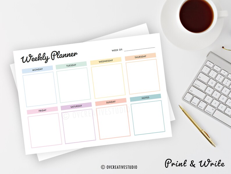 Editable Weekly Planner Printable Digital Weekly Planner - Etsy