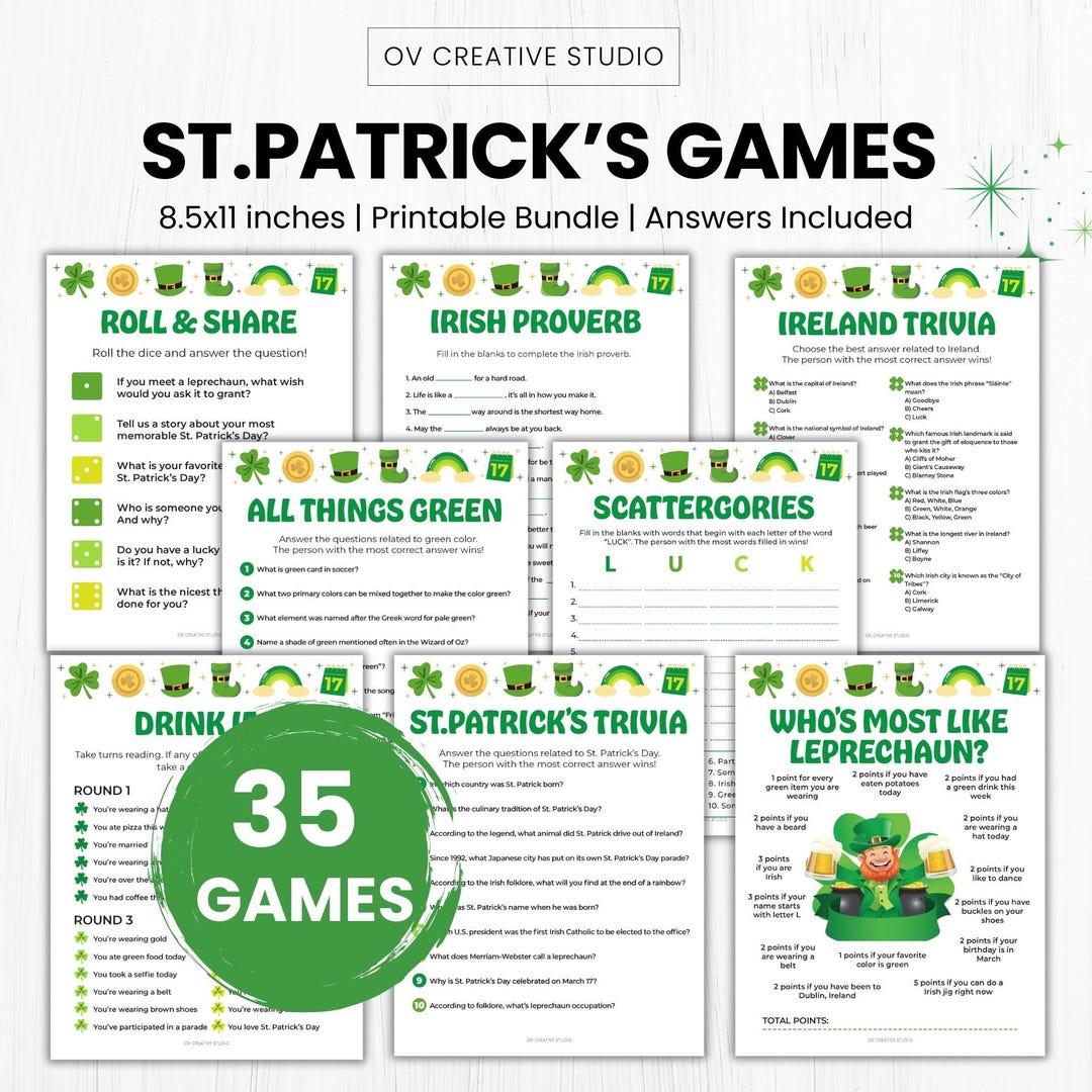 St Patrick's Day Party Games Bundle | Printable St Patricks Day ...