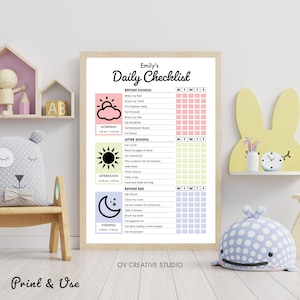 Editable Daily Checklist for Kids | Printable | Kids Responsibility ...