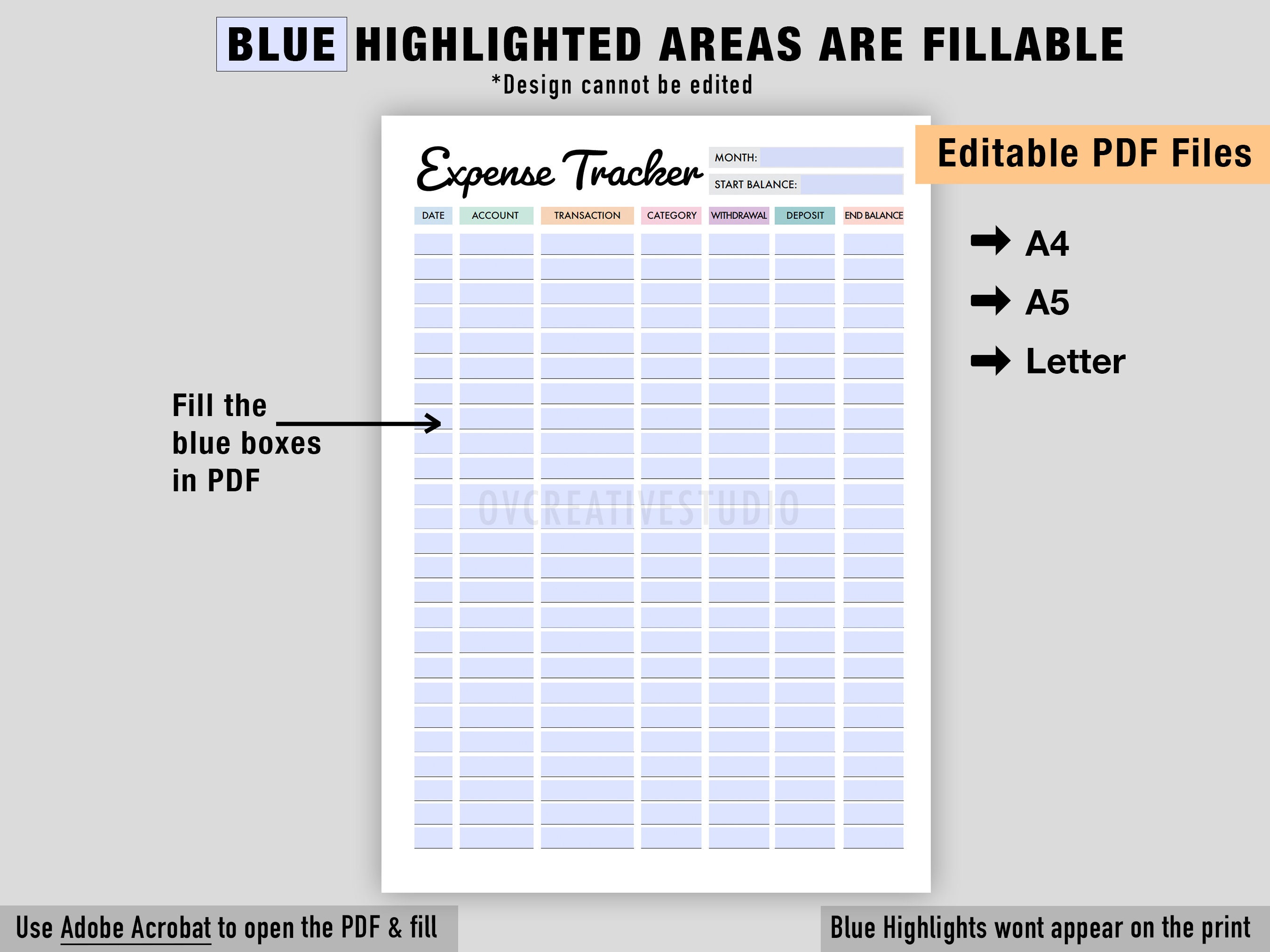 Editable Expense Tracker | Printable Expense Log | Digital | Expense ...